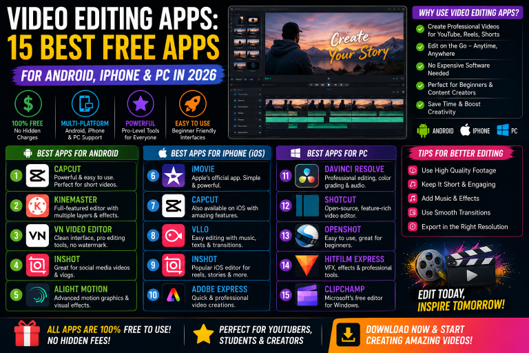 Video Editing Apps: 15 Best Free Apps for Android, iPhone & PC in 2026 ...